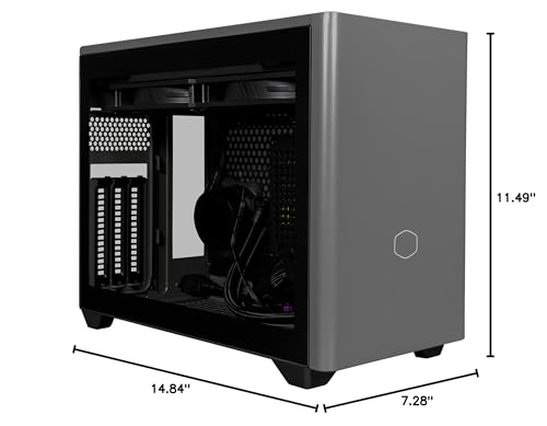 Cooler Master NR200P MAX Mini-ITX Case with 280mm AIO, 850W SFX PSU, Vertical GPU Mount, PCIe Gen4 Riser, Glass or Vented Panel