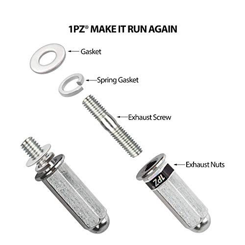 1PZ EBG-SL1 Exhaust Bolt and Gasket for GY6 50 cc 70cc 90 cc 110cc 125 cc 150cc Scooters ATVs Go Karts Moped Quad 4 Wheeler Dune Buggy Sandrail Taotao Sunl Coolster Jonway Roketa (Silver)