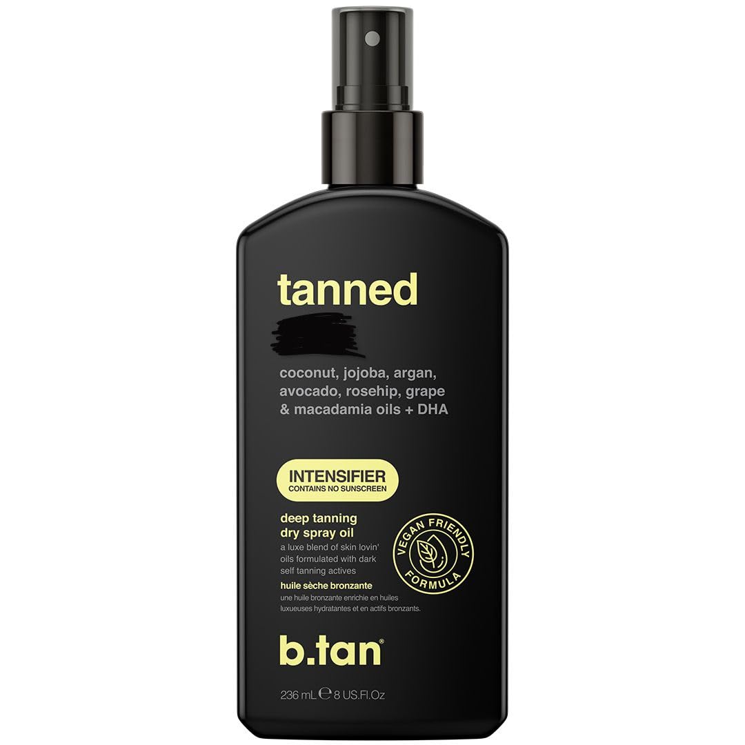 b.tan Tanning Oil | Get Tanned Intensifier Dry Spray - Fast, Dark Outdoor Sun Tanner From Tan Accelerating Actives, Packed with Moisturizing Oils, No SPF, Austrailian Brand, 8 Fl Oz