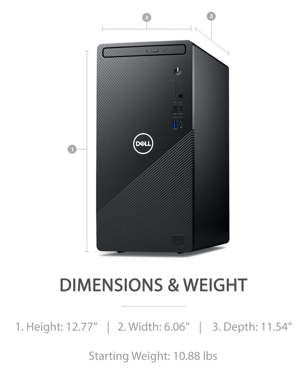 Dell 2021 Inspiron 3891 Desktop PC, Intel Core i3-10105, 16GB RAM, 2TB HDD, WiFi 6, Bluetooth, HDMI, DVD-RW, Wired Keyboard&Mouse, Win 11 Home