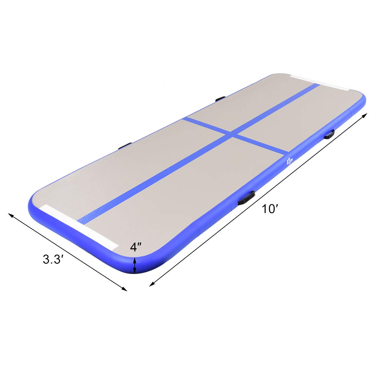 10ft Inflatable Tumbling Gymnastics Mat, Thickness Mat with Air Pump for Cheerleading/Beach/Pool/Home Use (blue)