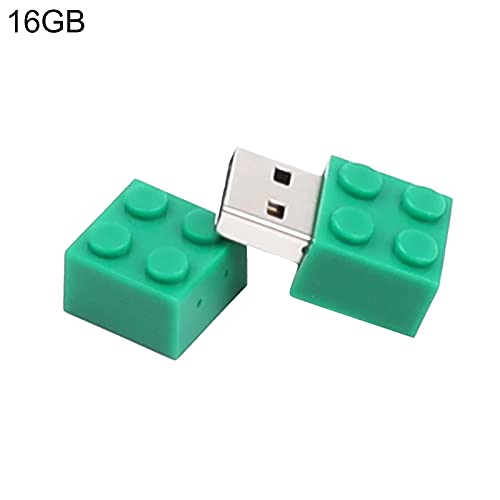 schicj133mm Memory Stick Portable High Speed USB2.0 Pen Drive Shockproof Building Block Design Yellow 16GB