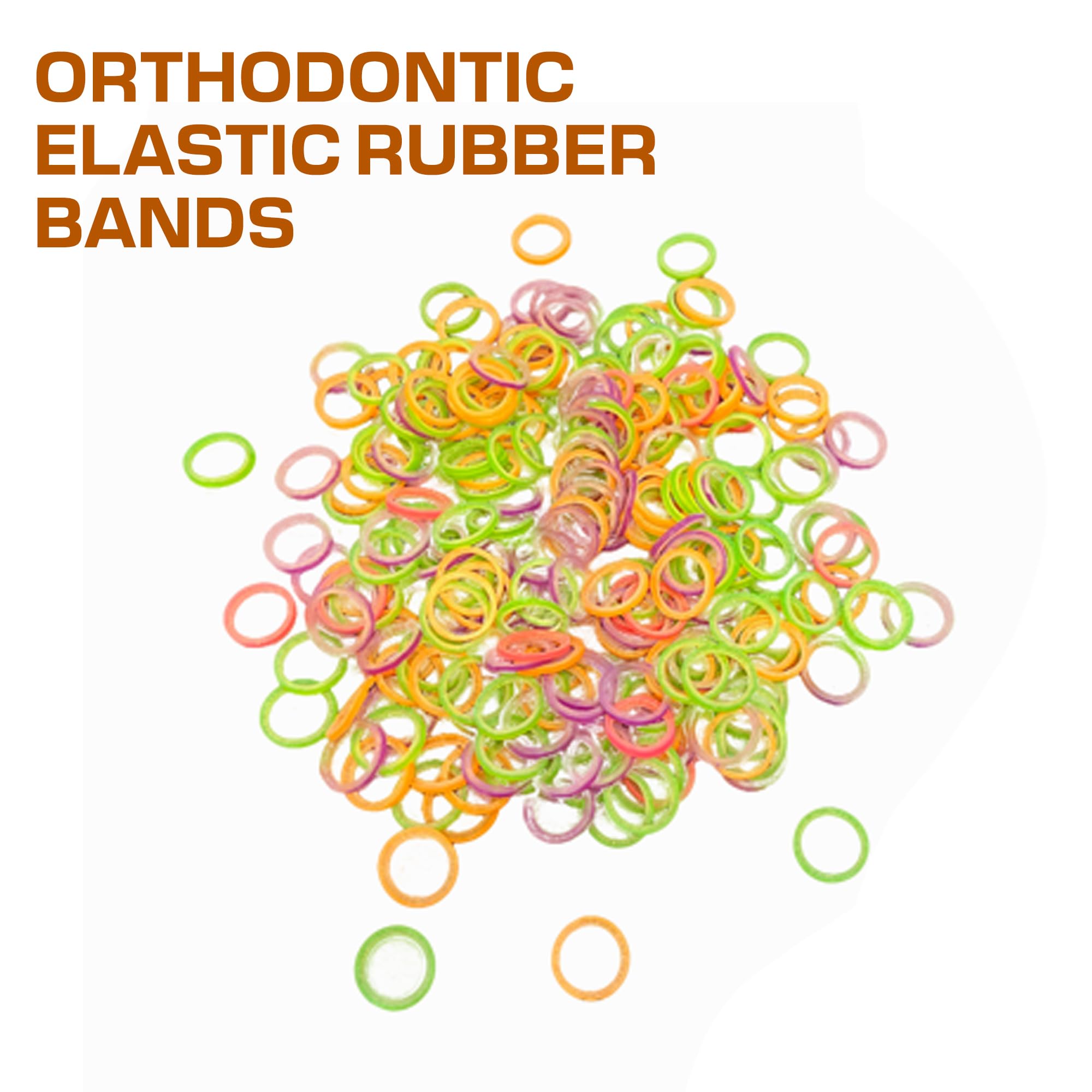 1/4 Inch Orthodontic Elastic Rubber Bands - 100 Pack, Neon, Heavy Force 4.5 oz - Dental Rubber Bands, Teeth Rubber Bands Gap Fixer, Dreadlock Rubber Bands, 1 Elastic Placer for Braces Included