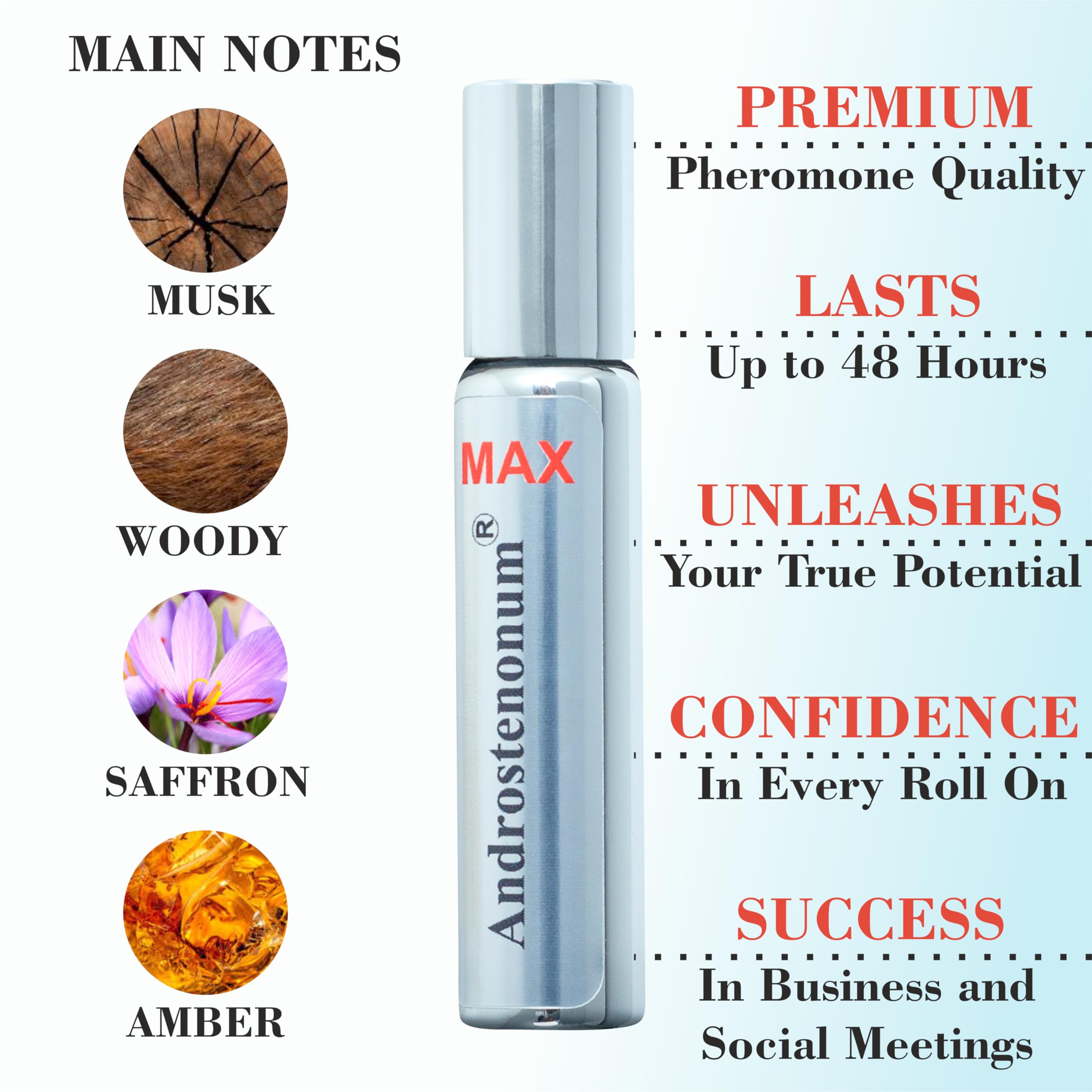 ANDROSTENONUM MAX Pherolec Global Male Pheromone Perfume Oil for Him Real Long-Lasting Original Best Men's Pheromones Cologne Essential Strong Spray Fragrance Essence Extra Strength Man 0.27 fl. oz