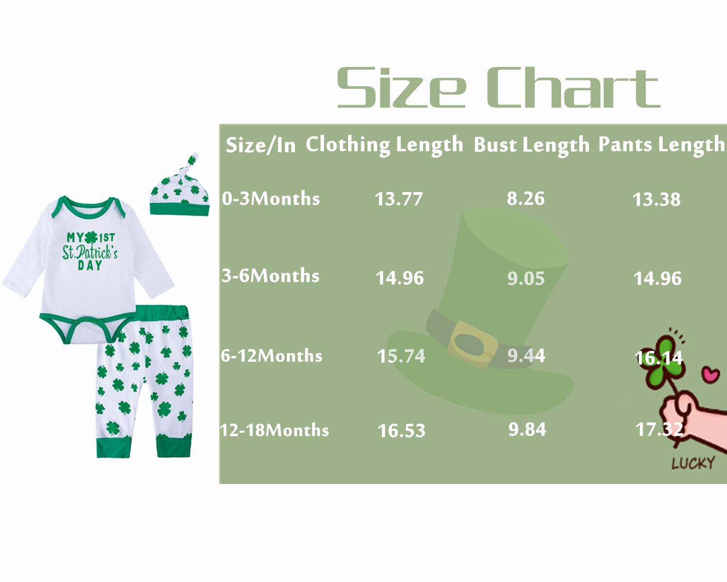Baby Boys' Outfit Set My First St Patrick's Day Long Sleeve Clover Romper (White, 0-3Months)