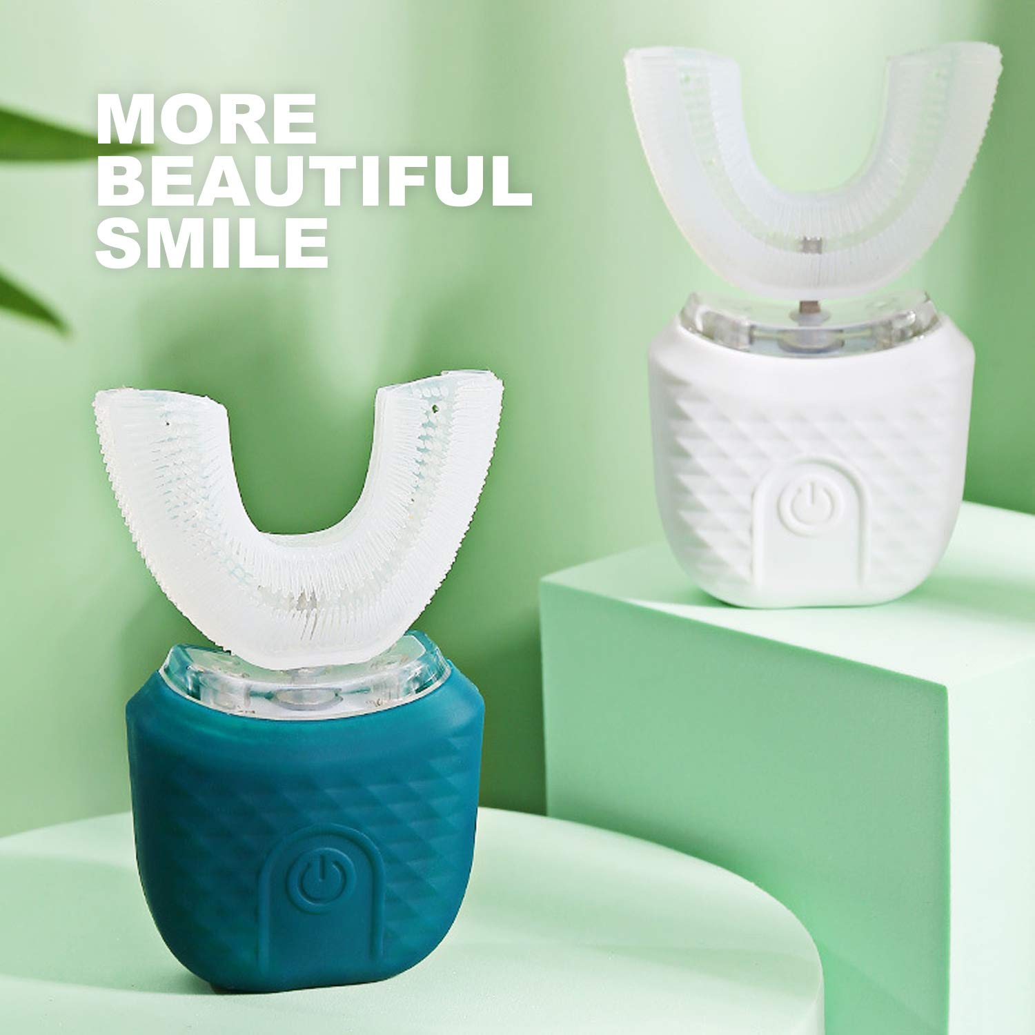 FLINEVE U Shaped Electric Toothbrush, Ultrasonic Automatic Whitening Massage Toothbrush for Adults and Elder with 3 Cleaning Modes(Color:White)