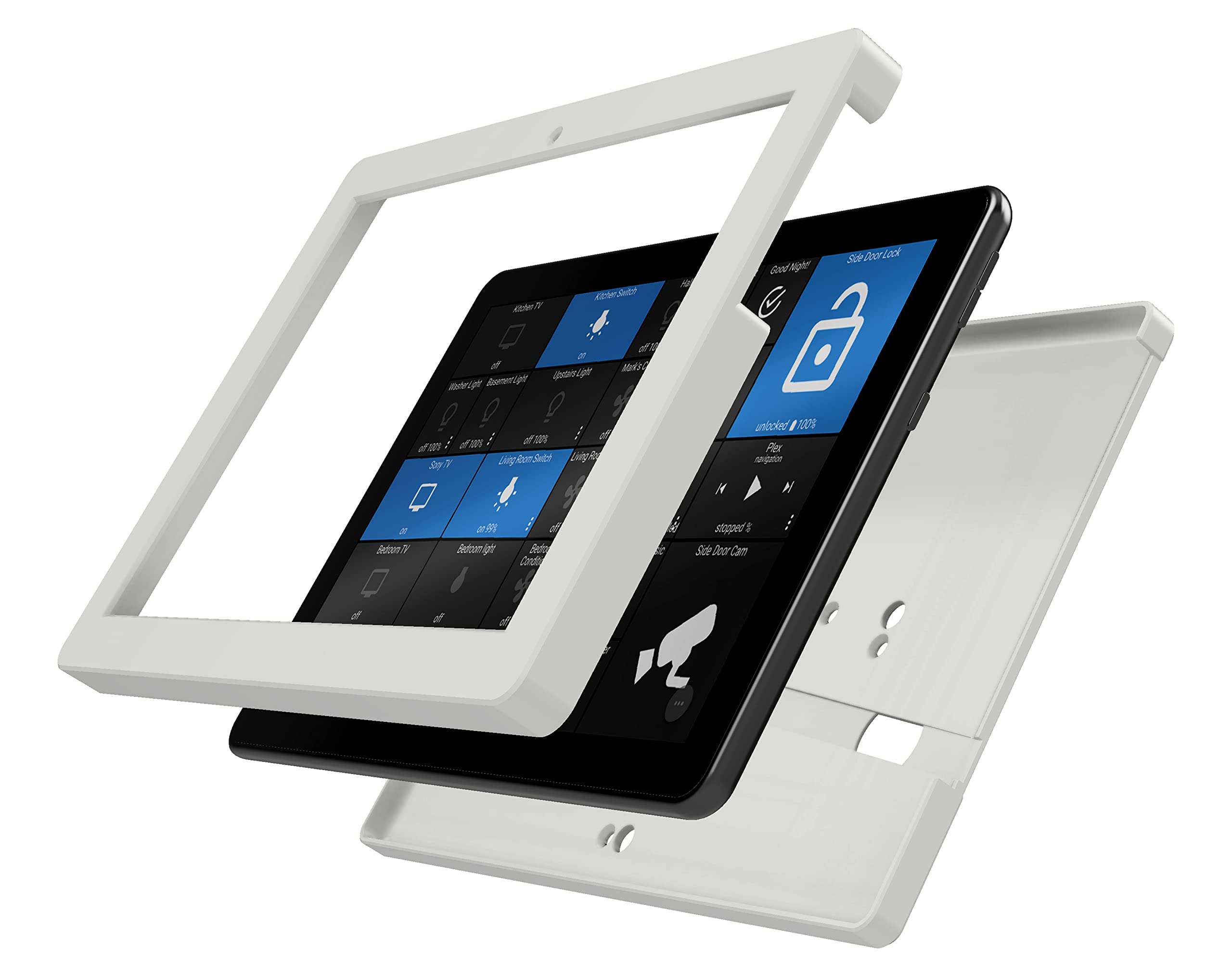 Smart Home Mount Tablet Wall Mount Kit with Integrated Power Cable - Fits Fire 10 - White