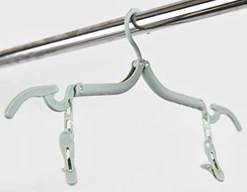 Home-X Folding Hangers with Clips, Space-Saving Hangers for Clothes, Compact Closet Organizer Accessories, Travel Clothes Hangers, Set of 2, 8" L x 4" W x ½” H, Gray