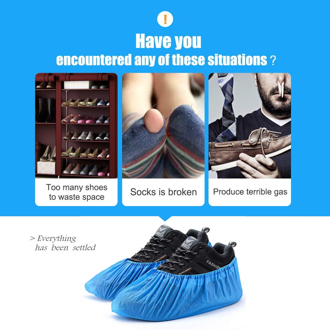 TOUGS 100-Pieces Disposable Boot & Shoe Covers, Durable Anti Slip Cleaning Overshoes for Home Office, One Size Fits Most