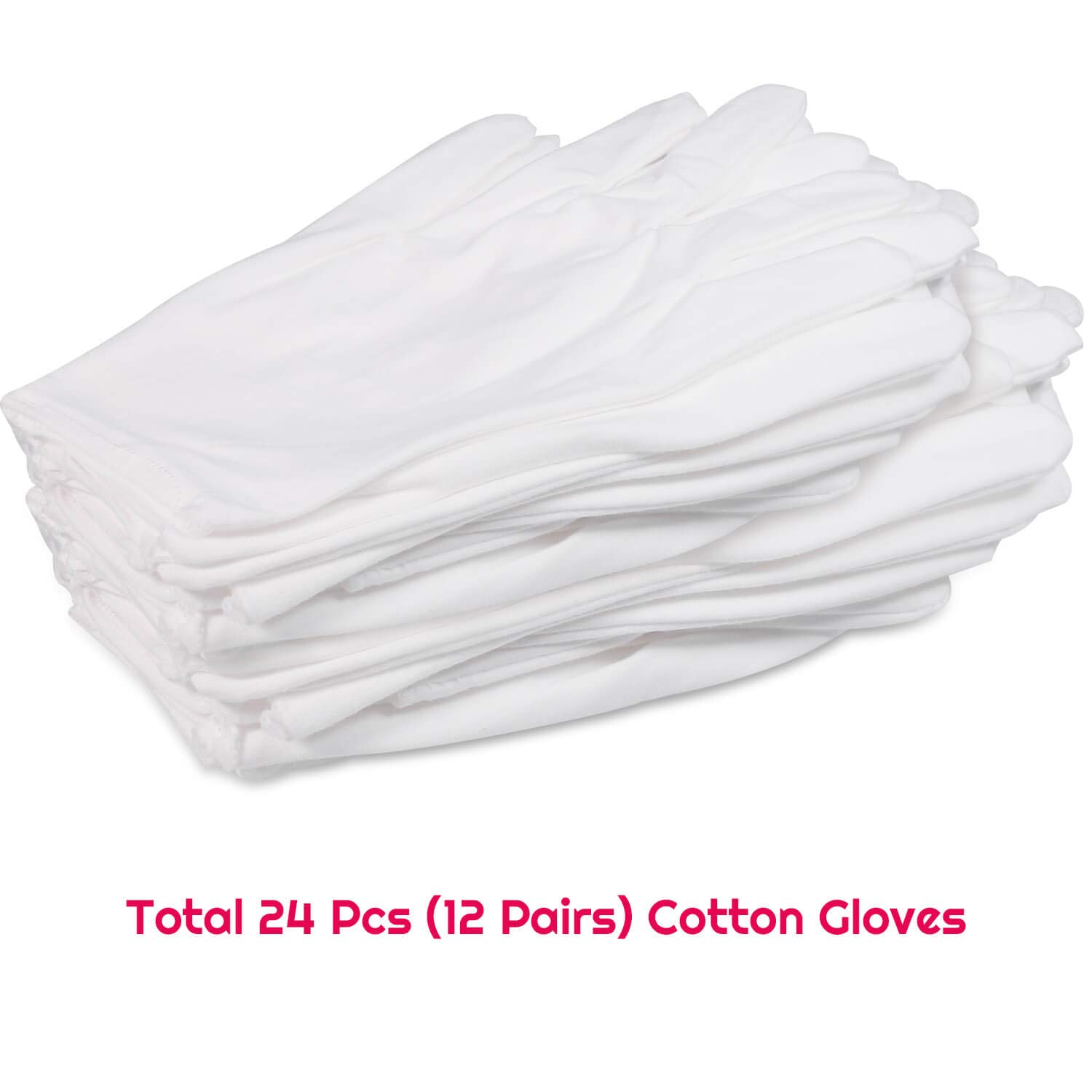 anezus 12 Pairs Cotton Gloves for Dry Hands, White Cotton Gloves Cloth Serving Gloves for Eczema Moisturizing Dry Hands Jewelry Silver Archival Costume Inspection, Medium Size