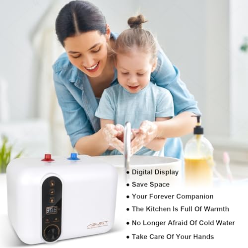 110V-120V 1.5Kw Instant Electric Hot Water Heater Under Kitchen Small Tank 2.5-3.0 Gallon Storage,Rv Trailer Instant Counter Compact Point-of-Use,2 PCs 16” Long 1/2”FIP Stainless Steel Water Hose 11L
