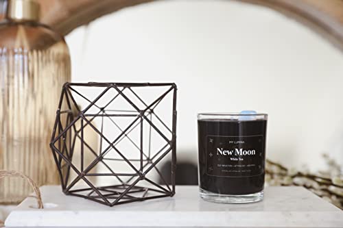 My Lumina New Moon Aromatherapy Candle w/Moonstone Crystal Inside -Natural Stone Healing Energy, Stress Relief, Relaxing & Balance- Soy Wax Scented Candle Home - Gift for New Beginnings - Night Black