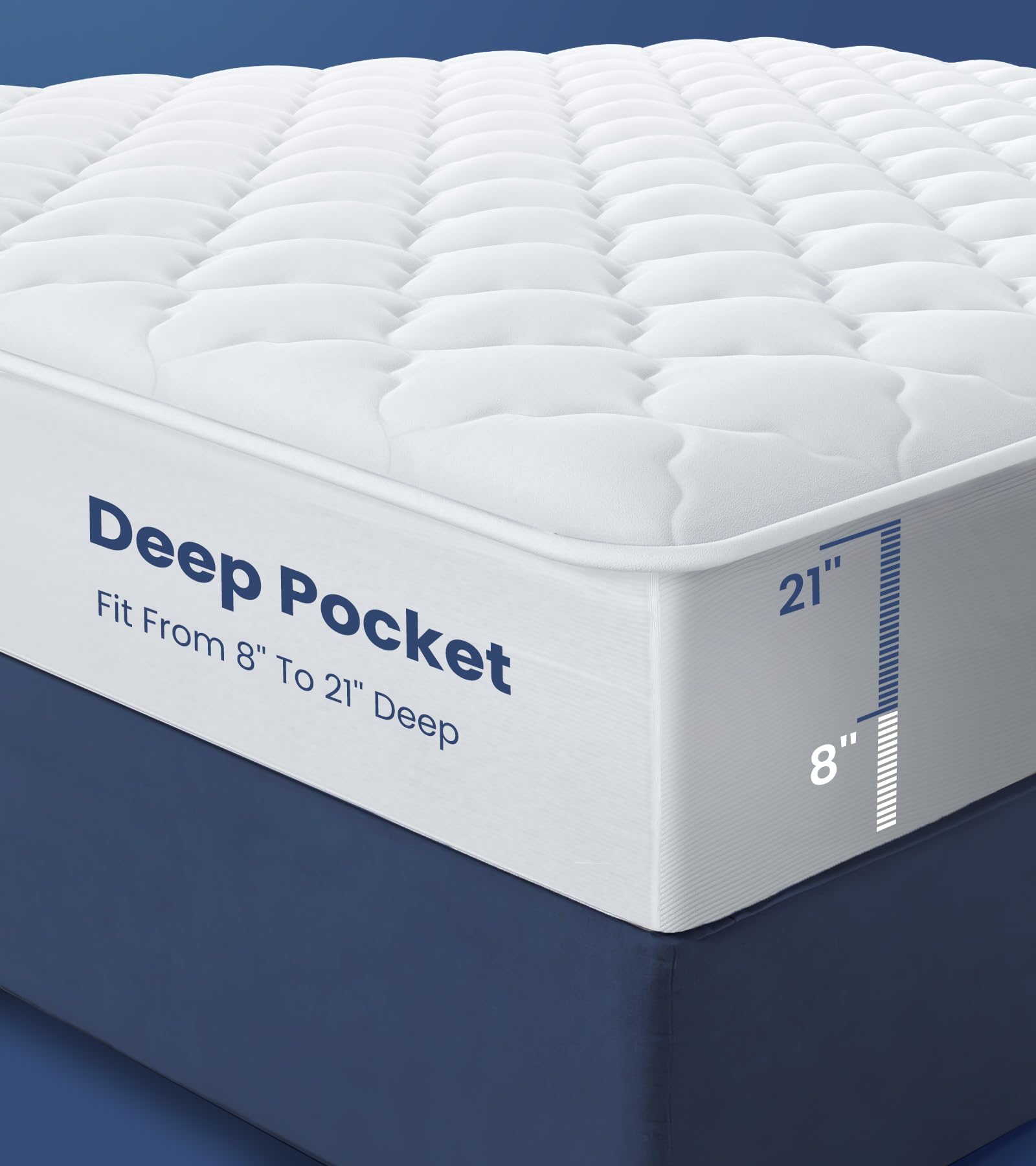 100% Waterproof King Mattress Protector with 1.5X Thicker Filler, 3D Quilted Machine Washable Mattress Pad, Quiet Fitted Breathable Soft Hypoallergenic Mattress Cover Vinyl-Free, 8-21'' Deep Pocket