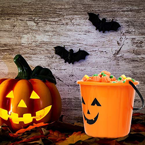 Triumpeek Halloween Pumpkin Trick Treat Bucket, Set of 6 Halloween Jack O Lantern Pails, Trick or Treat Bucket, Portable Plastic Candy Pumpkin Pails