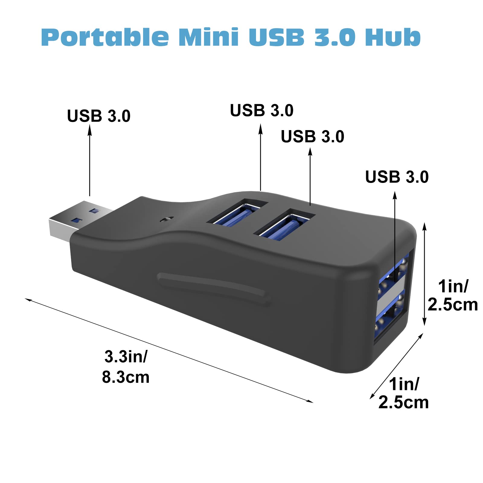 VCOM USB 3.0 Hub for Laptop, Portable 4-Port Data USB Splitter, Mini USB A Port Expander, 5Gbps Fast Data Transfe for Desktop Computer, Surface Pro, XPS, PC, Flash Drive, Mobile HDD, Keyboard, Mouse