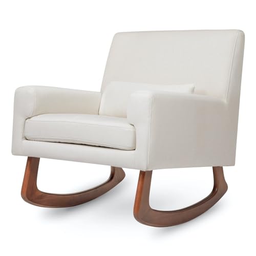 Nursery Works Sleepytime Rocker in Performance Cream Eco-Weave with Walnut Legs, Water Repellent & Stain Resistant, Greenguard Gold and CertiPUR-US Certified
