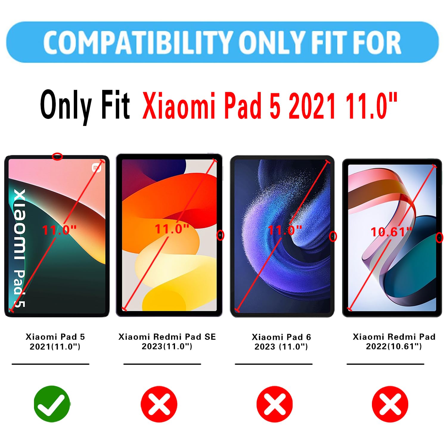 XunyLyee [2 Pack] Screen Protector Compatible with Xiaomi Pad 5, Tempered Glass Film for Xiaomi Pad 5 Pro (11 Inch) [Easy Installation]