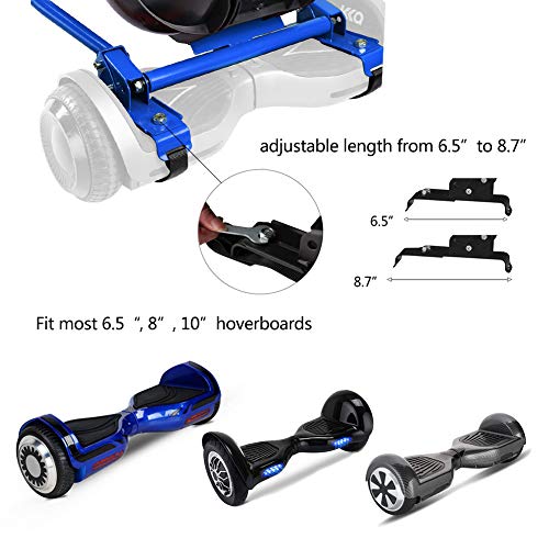 Hoverboard seat Attachment Go-Kart fits 6.5โ/ 8โ/ 10โ hoverboards, Hover cart for Kids & Adults, Accessory for self Balancing Scooter (Blue)