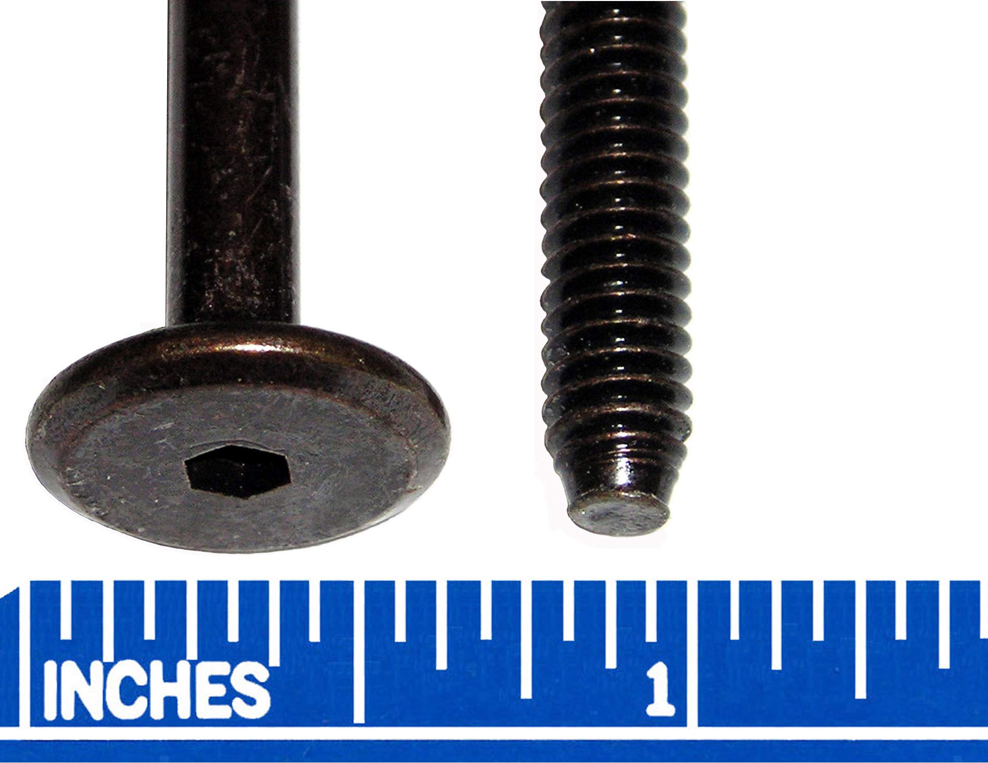 1/4" - 20 TPI x 100mm (3-15/16") Hex Drive Button 17mm Diameter Head Furniture Bolts Dark Bronze Finish (4 Pieces)