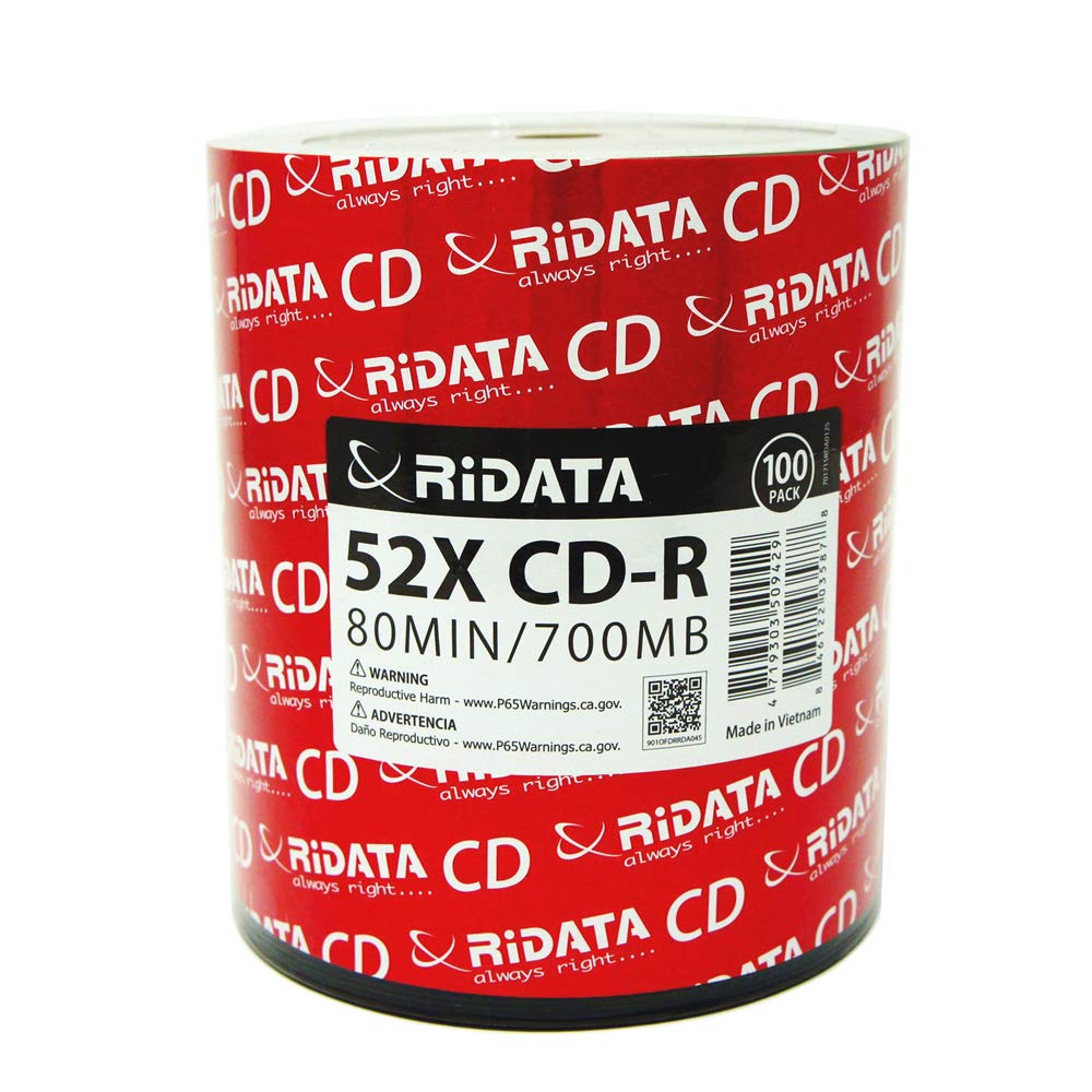 600 Pack Ridata CD-R 52X 700MB 80Min Branded Logo Blank Media Recordable Disc