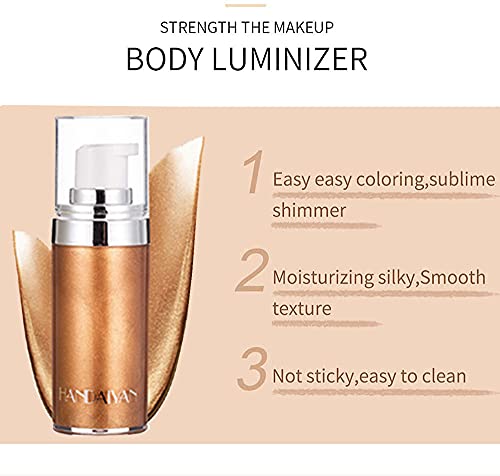 Go Ho Face Body Illuminator,Liquid Highlighter Makeup Moisturizing Face Luminizer,Waterproof Smooth Liquid Spray Shine Shimmer Glow Foundation - Bronzer Body & Face(#3 Bronzer Golden)