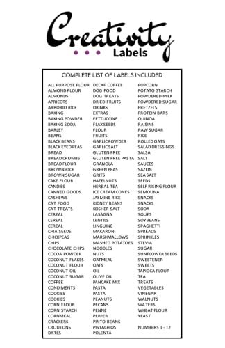 144 Pantry Labels for Food Storage Containers, Waterproof Printed on White Glossy Labels, Household Stickers + Numbers, Floral Kitchen, Water Resistant, Organization for Jars and Canister
