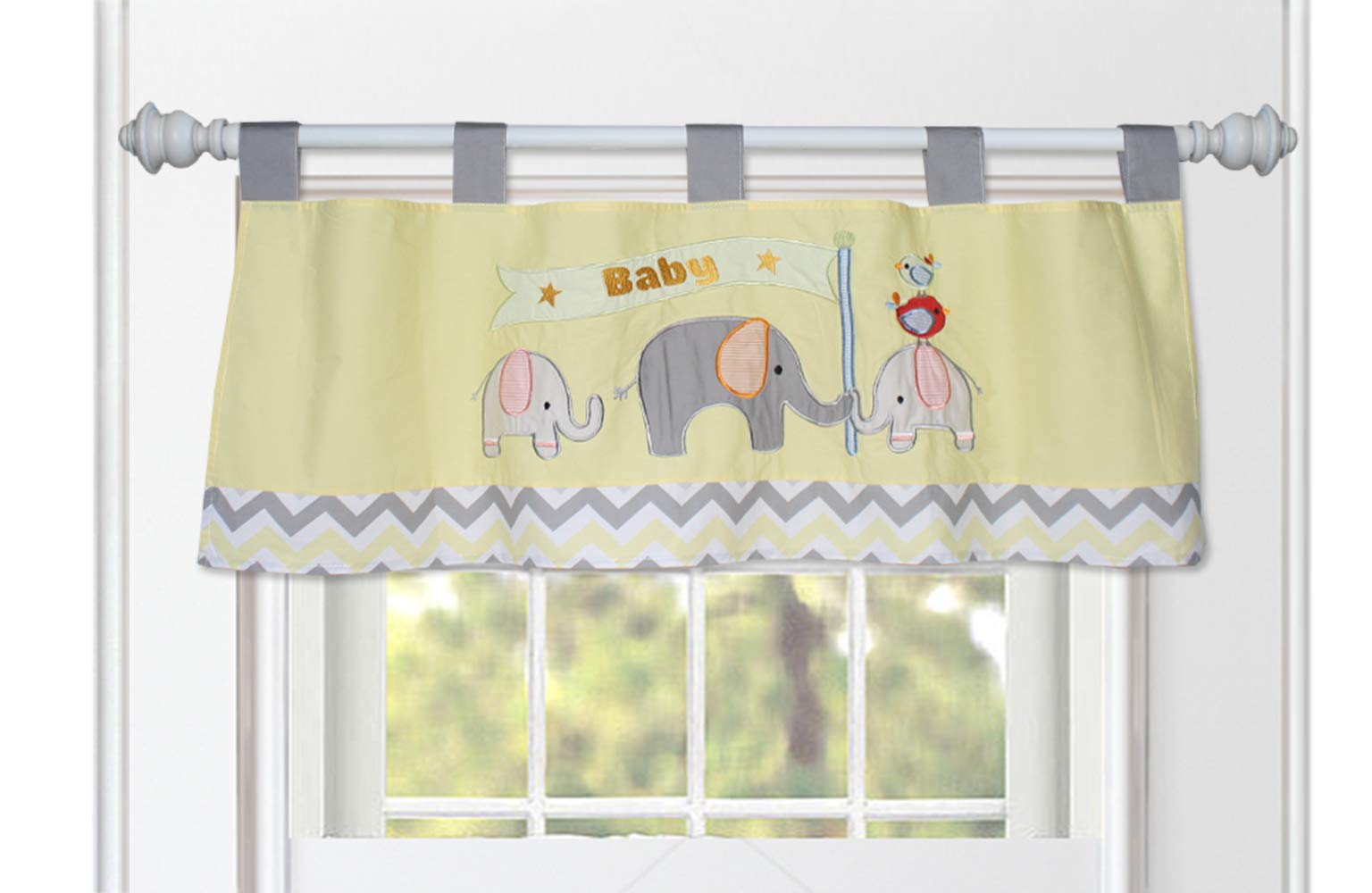 BabyFad Elephant Yellow Chevron 9 Piece Baby Crib Bedding Set 100% Cotton