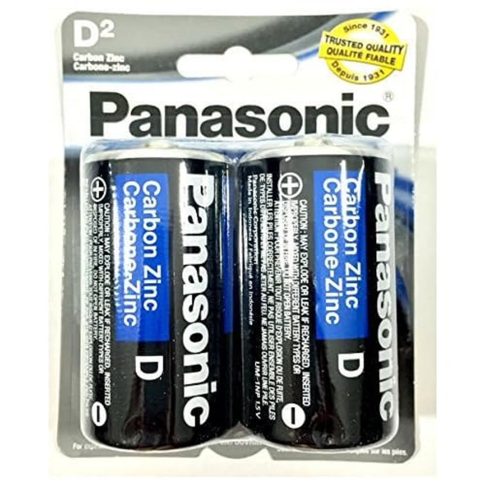 2Pc Size D Panasonic Batteries Super Heavy Duty Power Zinc Carbon