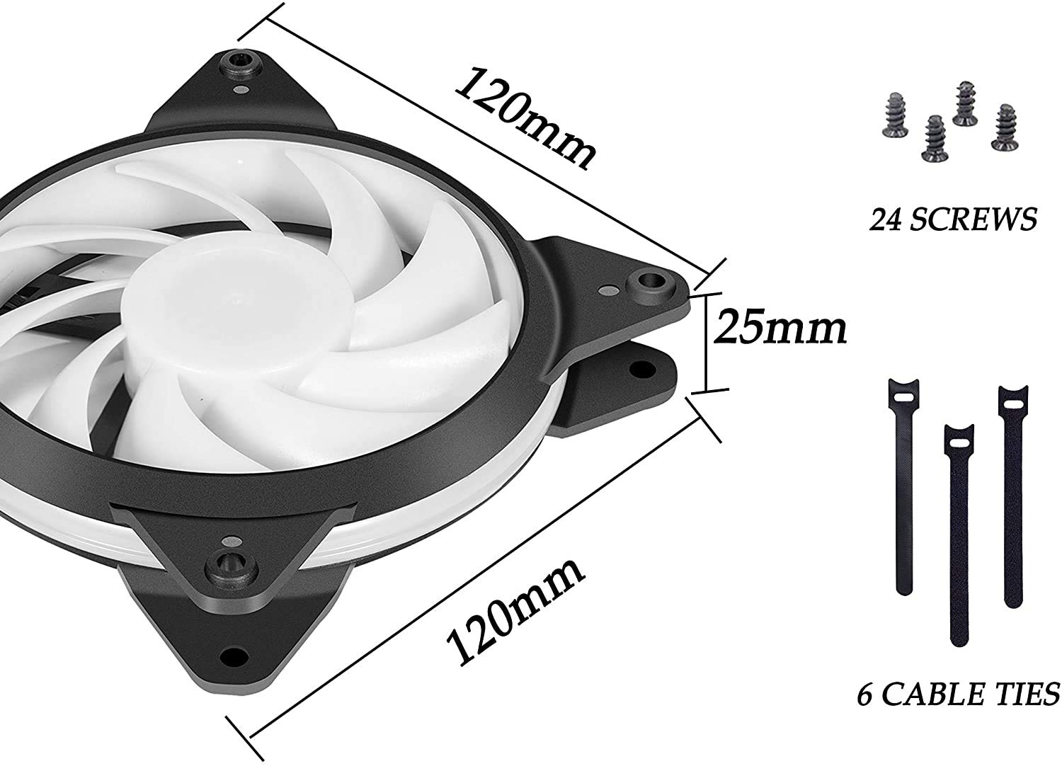 upHere 5V 6-Pack 120mm Silent PWM Intelligent Control 5V Addressable RGB Fan Motherboard Sync, Adjustable Colorful Fans with Controller T7SYC7-6