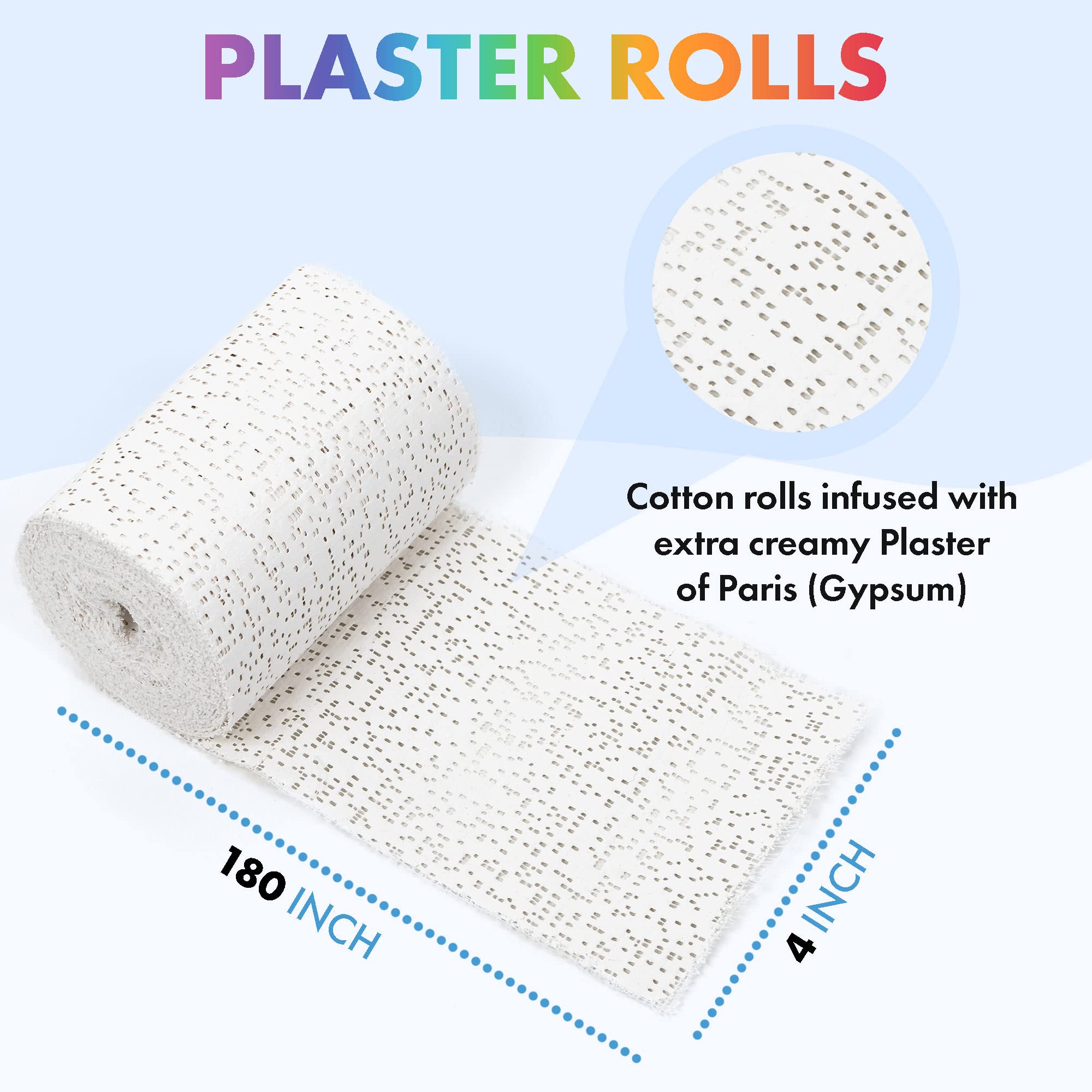 12pc Plaster of Paris Rolls - Fast Setting Gauze for Mache, Belly Casting, & Sculptures | Art and Craft Bandages, Wraps, Masks