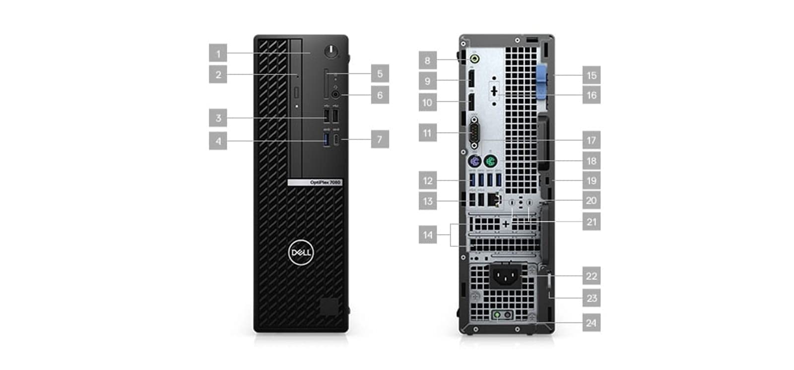 Dell Optiplex 7080 MT Desktop | Core i5-10500 - 512GB SSD Hard Drive - 16GB RAM | 6 cores @ 4.5 GHz Win 10 Pro Black