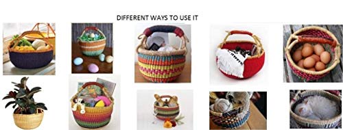 Extra Large Ghana Bolga African Dye-Free Market Basket with Black & Tan Handle - (Extra Large: 16β-18β Across)