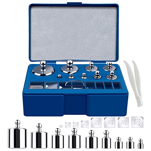 Scale Balance Calibration Weights, 10mg-100g Gram Precision Steel Scale Calibration Weight Kit with Case & Tweezers for Digital Scale Balance, Jewellery Scale, Lab Educational Science