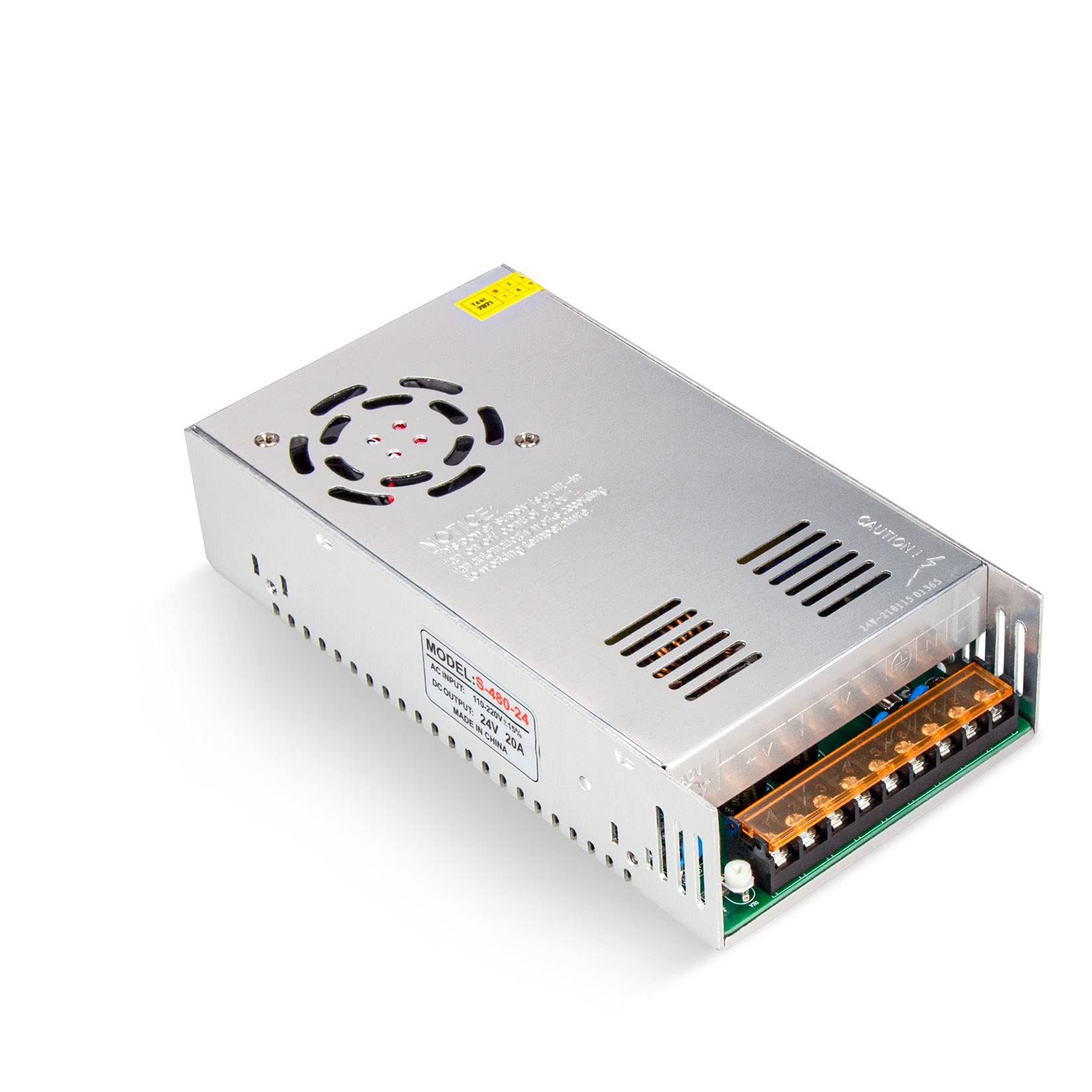 REALSUN 24V 20A Universal Switching Power Converter Adapter Transformer Regulated Supply AC to DC LED Driver 480w for CCTV, Radio, Computer Project, 215mm * 115mm *50mm