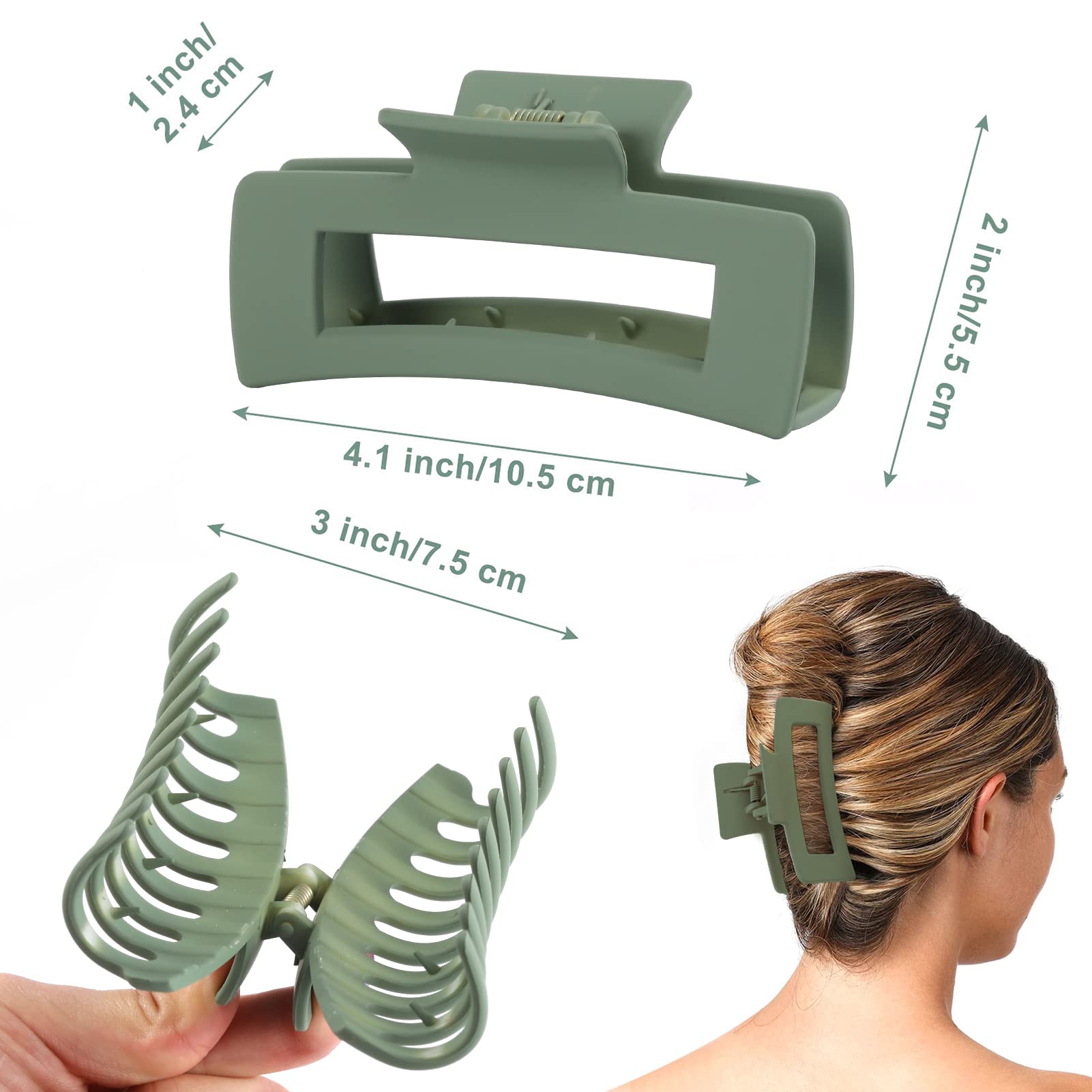 10 Pack Large 4.1" Matte Claw Clips for Women, Hair Styling Accessories for Thick Hair