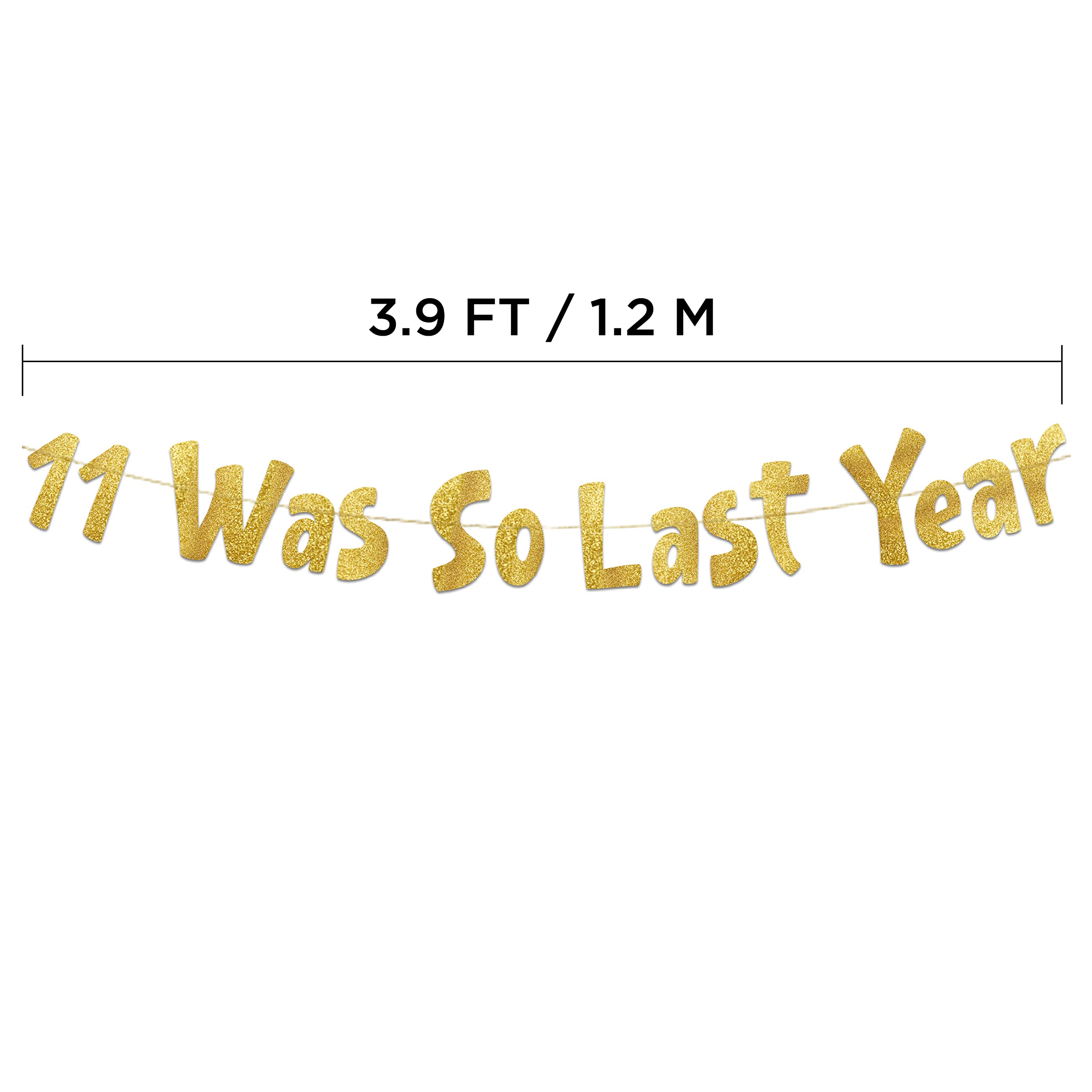 12th Birthday Gold Glitter Banner - Happy 12th Birthday Party Decorations, Supplies and Favors - 12th Wedding Anniversary Decorations