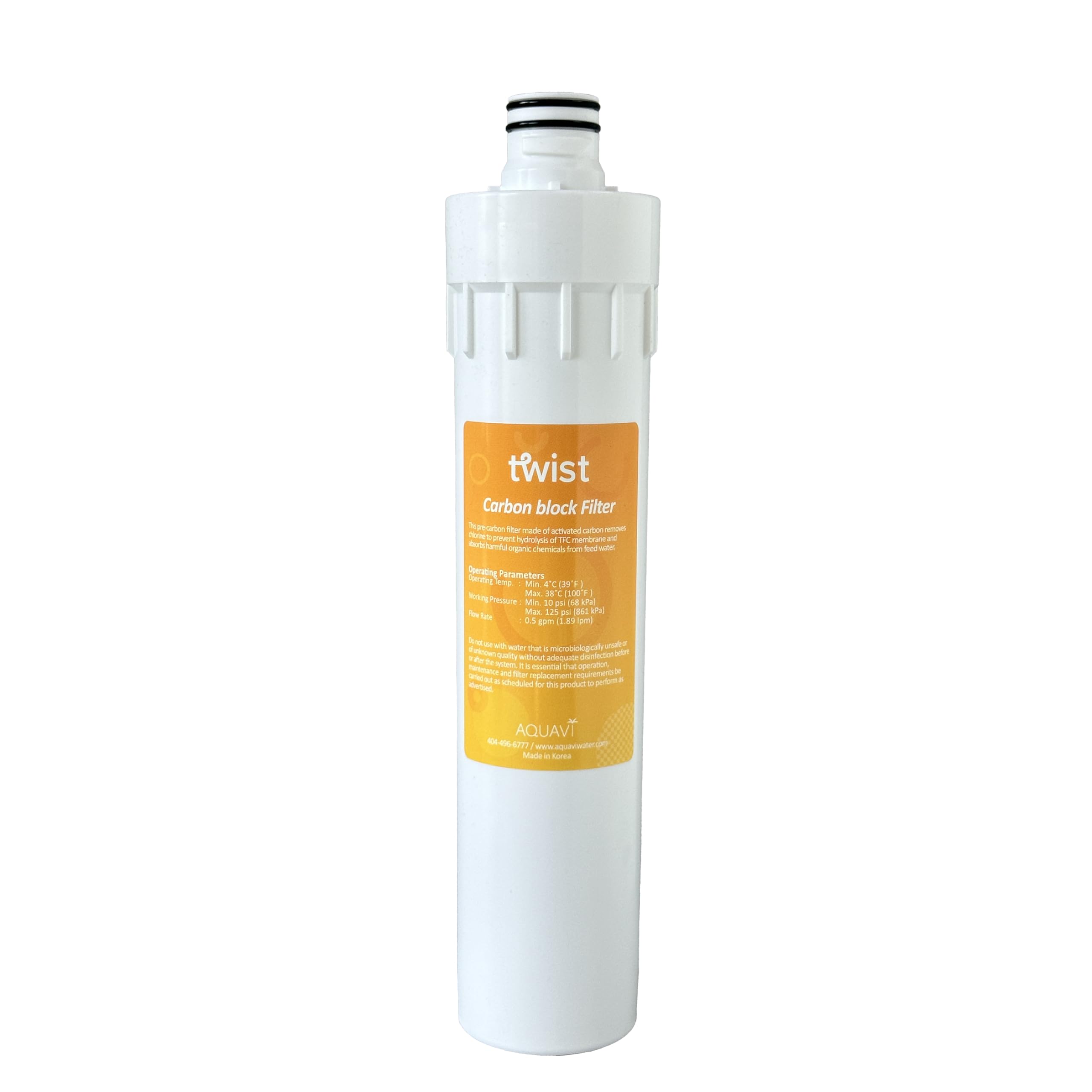 11 inch AQUAVI Twist Carbon Block Water Filter for Reverse Osmosis RO System Quick Connect Replacement or Add-on, Improve Water Taste