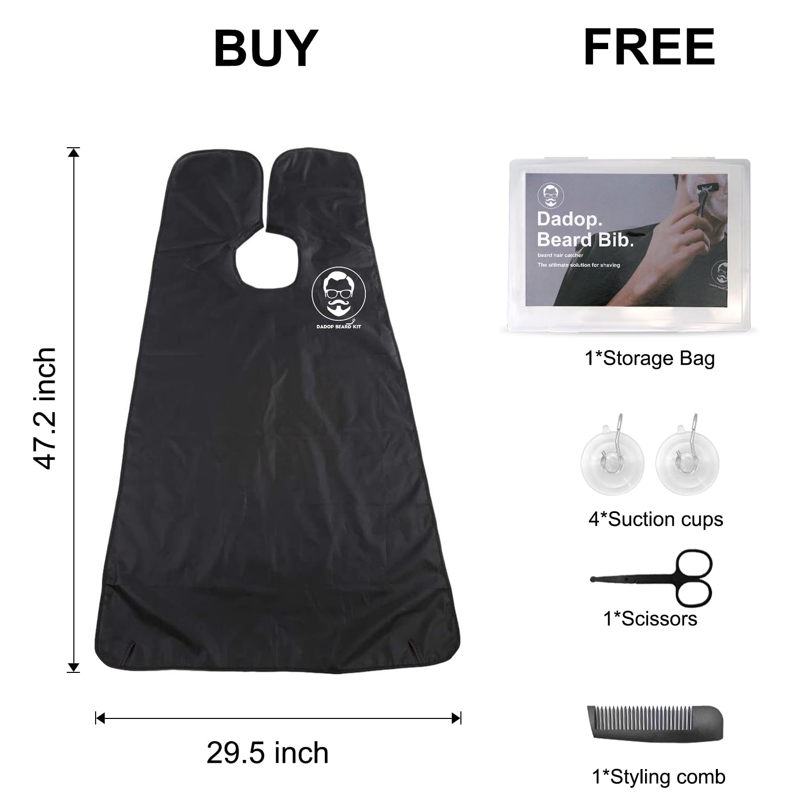 dadop Beard Bib Trimmer Catcher for Shaving, Beard Hair Catcher, Beard Trimming Apron, Christmas Gifts for Him Husband Men