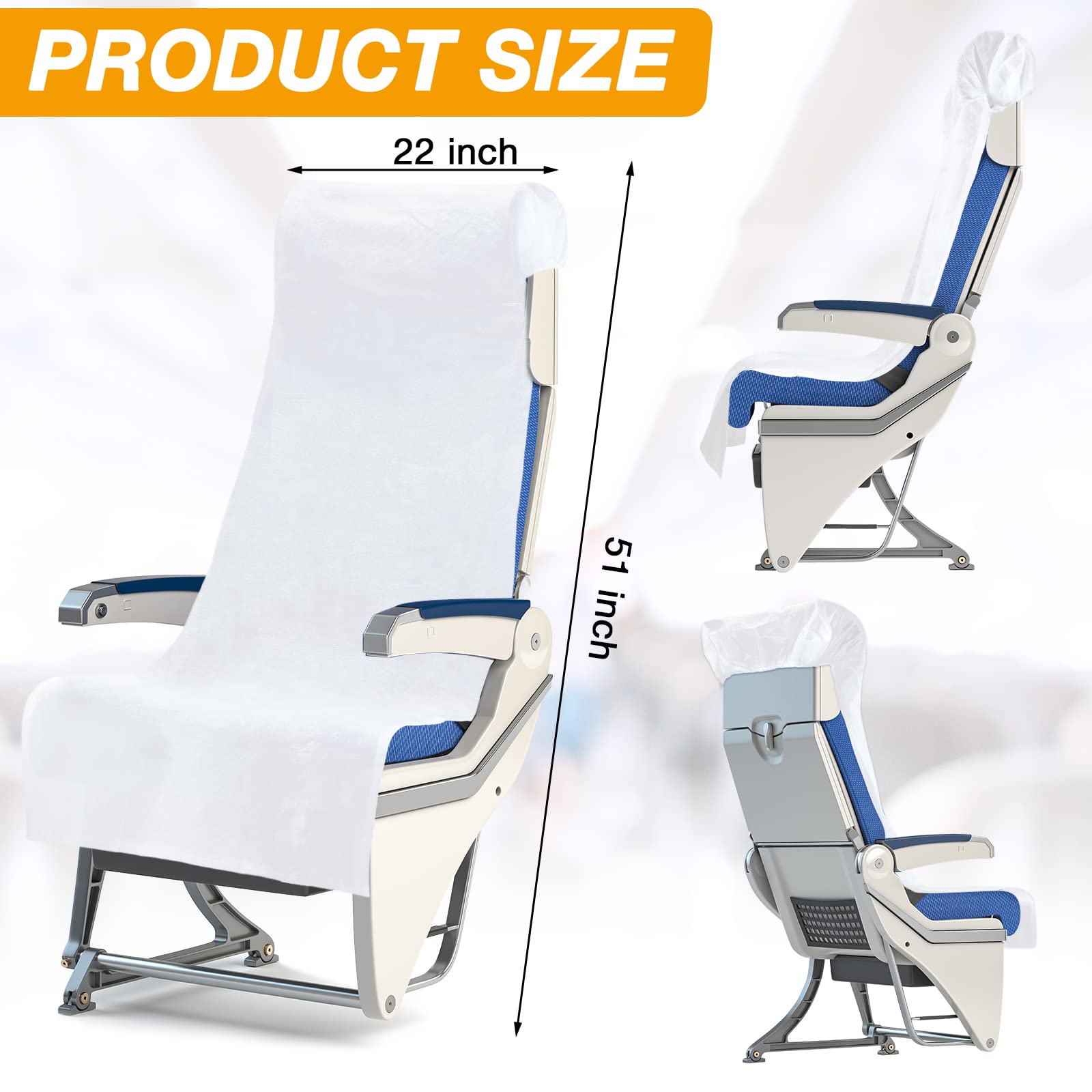 12 Pcs Disposable Airplane Seat Covers Portable Public Protector Covers Individually Wrapped Disposable Chair Cover Safety Non Woven Seat Protector Flight Accessories Travel for Airplane Car Train Bus