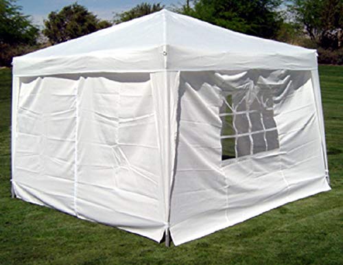 10 x 10 PALM SPRINGS EZ POP UP White Canopy Gazebo Tent with 4 Side Walls New