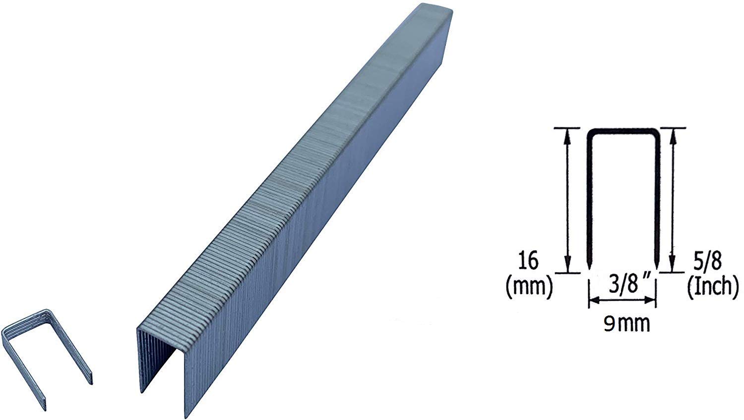 3PLUS 71/16 22 Gauge 3/8-Inch (9mm) Crown 5/8-Inch Leg Length Galvanized Fine Wire Staples, 10,000 per Box, 71 Series Staples