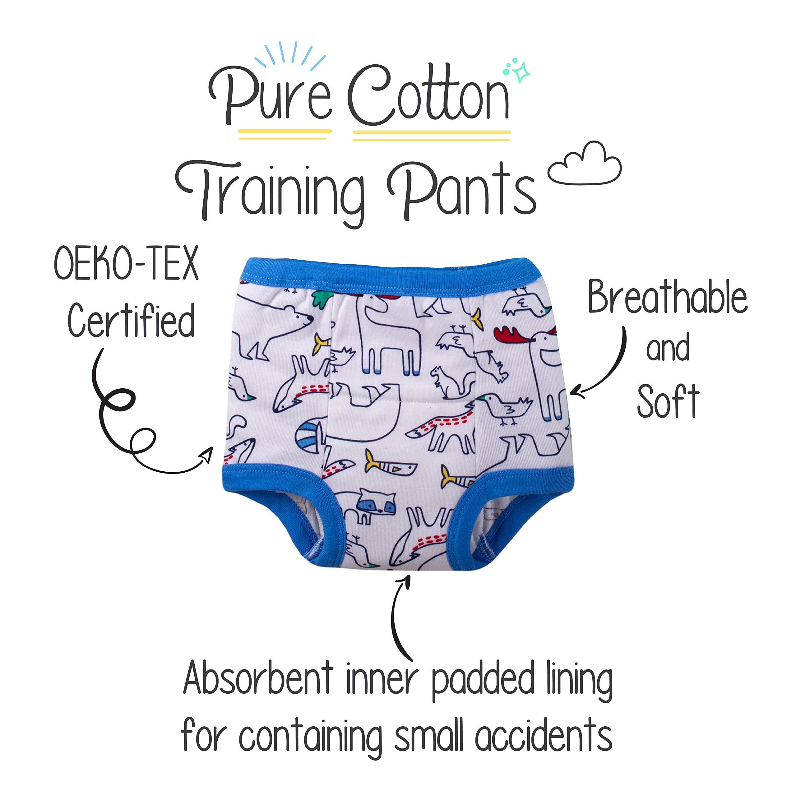 Lamaze Baby Boys' Super Combed Natural Cotton Training Pants, 4 Pack, Green, 2T
