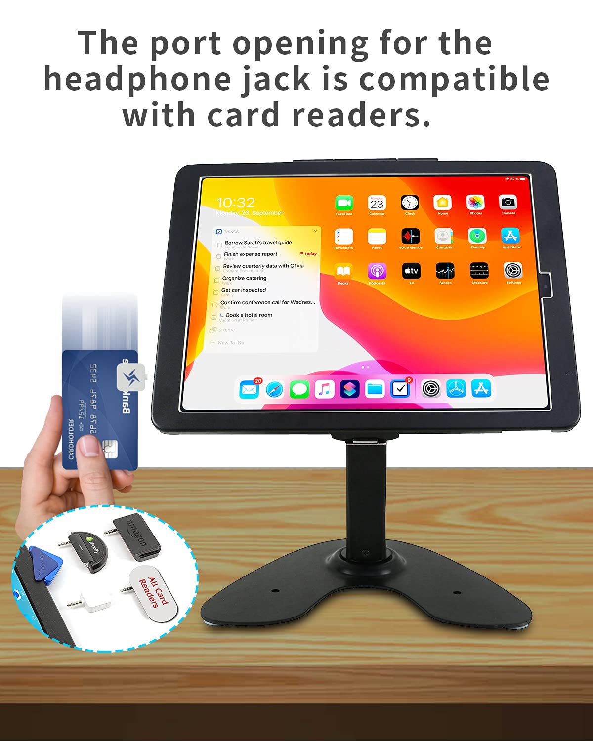 CarrieCathy Desktop Wall Mount Anti-Theft Security Kiosk POS Stand Holder Enclosure for 2022 2021 2020 2018 iPad Pro 12.9", Flip & 360° Swivel Design