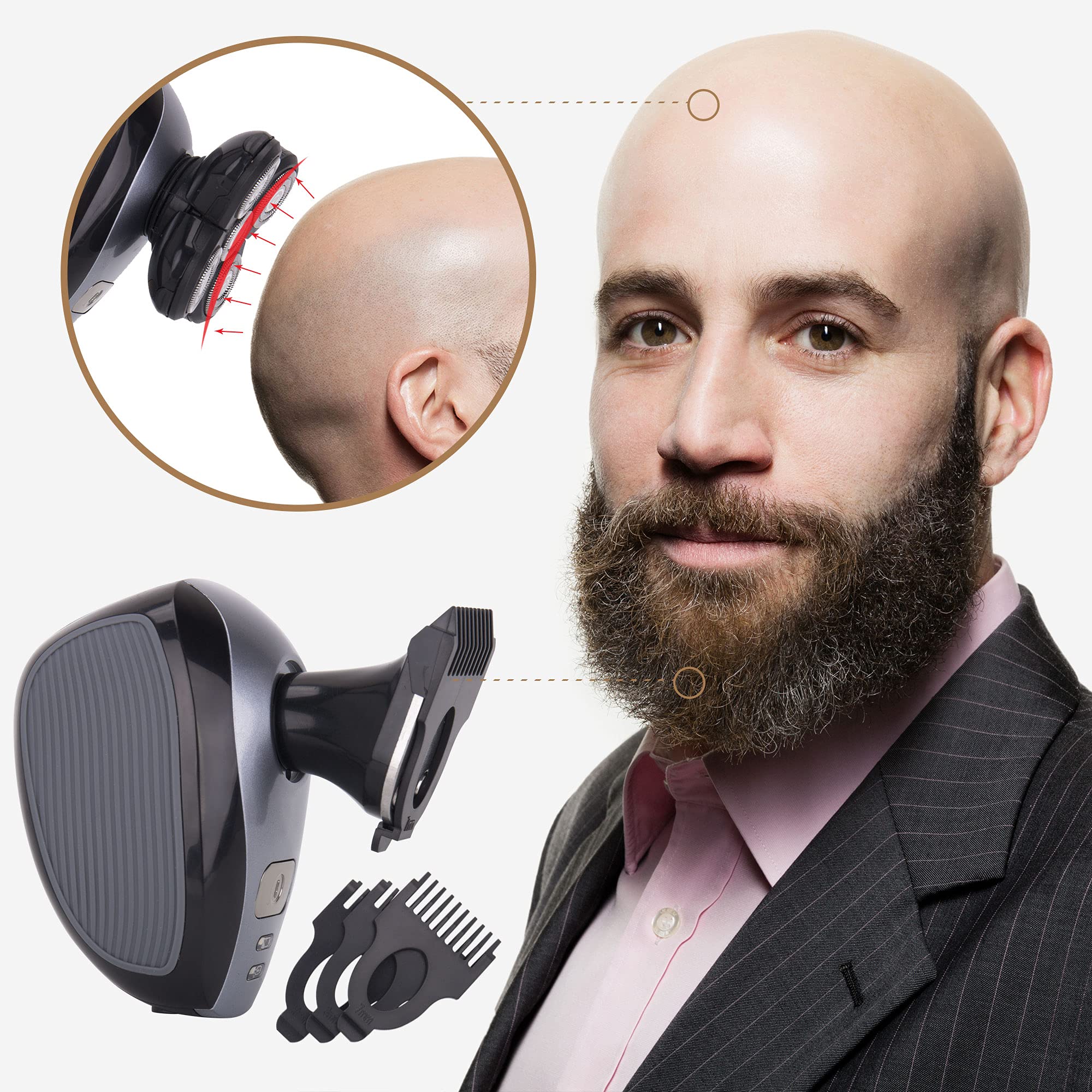 Head Shavers for Bald Men, Professional Head Shaver 5 in 1 Grooming Kit for a Perfect Bald Look, 4D Floating 5 Head Waterproof Cordless and Rechargeable
