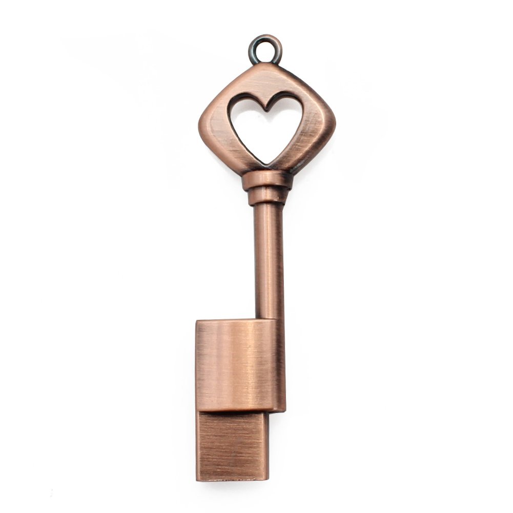 64GB USB 2.0 Flash Drive Metal Heart Key Ring Shape Waterproof Keychain USB Pen Drive Memory Stick Thumb Drives Pendrive