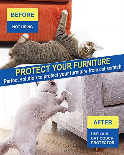 12 PCS Cat Scratch Furniture Protector for Leather, Cat Furniture Protector, Furniture Protectors from Cats, Cat Scratching Deterrent, Couch Guards for Cats, Strong Adhesion, No Residue