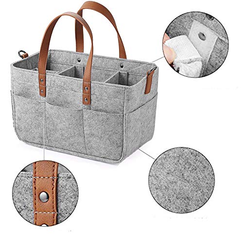 Baby Diaper Caddy Organizer, Portable Nappies Organizer Nursery Storage Basket, Diaper Bag Tote with Changeable Compartments, Baby Storage Basket for Car Travel, Diaper Storage Bin (M)