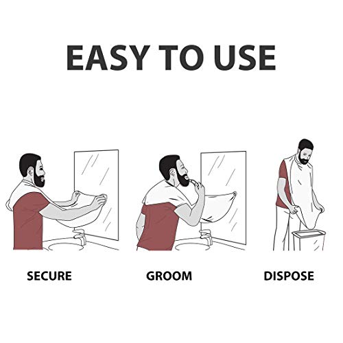 Dalabeng Beard Bib Beard Apron, Beard Hair Catcher for Men Shaving & Trimming, Non-Stick Beard Cape Grooming Cloth, Waterproof, with 2 Suction Cups, Best Gifts for Men (White)