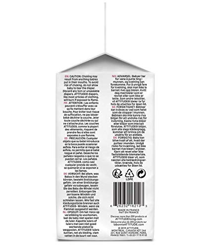 ATTITUDE Disposable Diapers for Sensitive Skin, Non-Toxic, Hypoallergenic, Chlorine-Free, Dye-Free & Lotion-Free Biodegradable Baby Diapers, Plain White (Unprinted), Size 0 (Up to 11 lbs), 28 Count