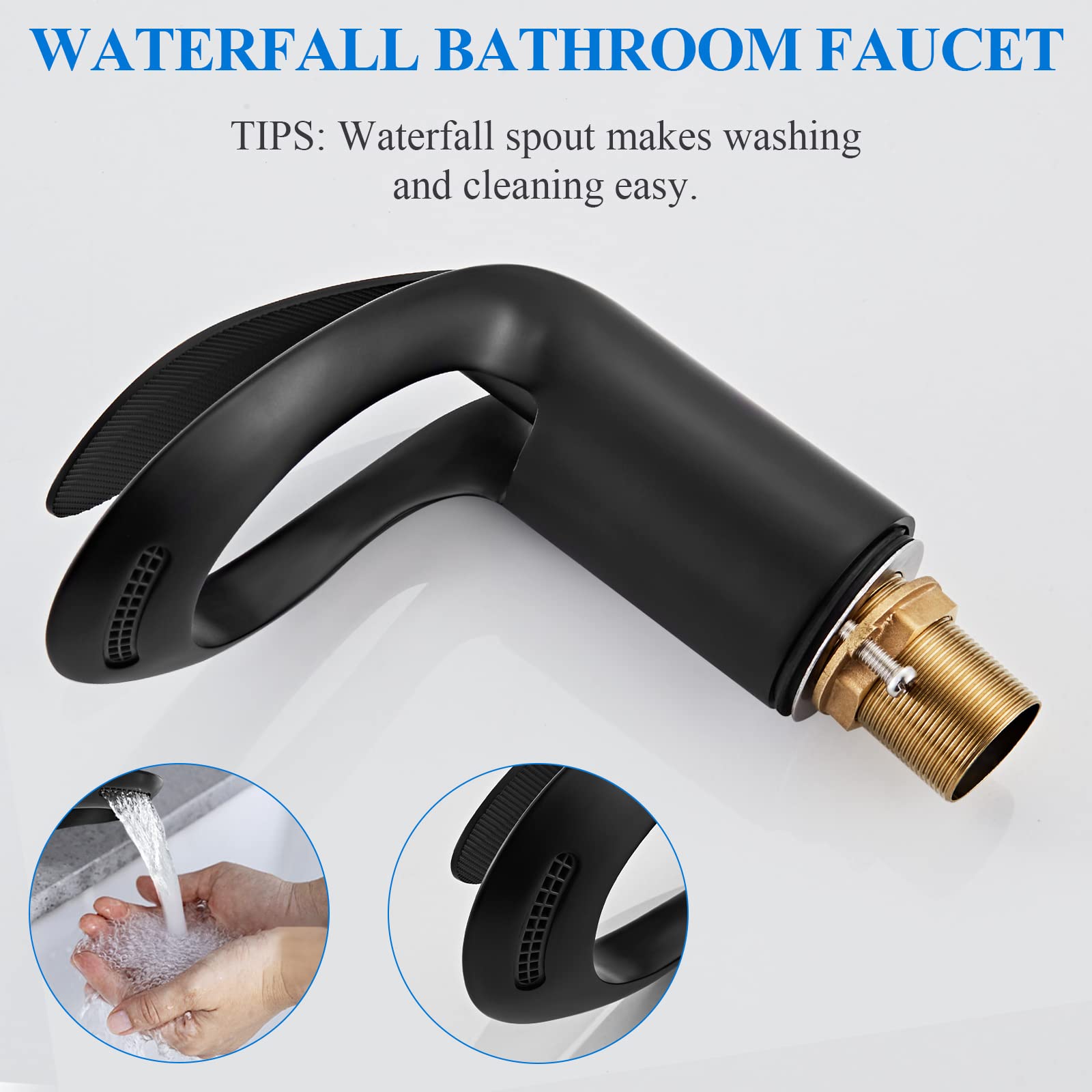 becola Creative Single Hole Bathroom Sink Faucet,Round Hollowing Vessel Sink Faucet,Single Handle Lavatory Black Bathroom Faucet Including Two US Standard 3/8" Hoses
